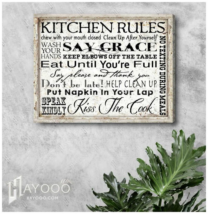 Hayooo Top 10 Beautiful Kitchen Rules Canvases Kiss The Cook Wall Art ...