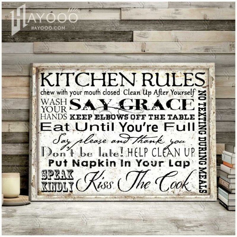 Hayooo Top 10 Beautiful Kitchen Rules Canvases Kiss The Cook Wall Art ...