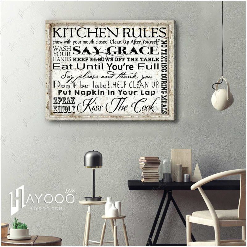 Hayooo Top 10 Beautiful Kitchen Rules Canvases Kiss The Cook Wall Art ...
