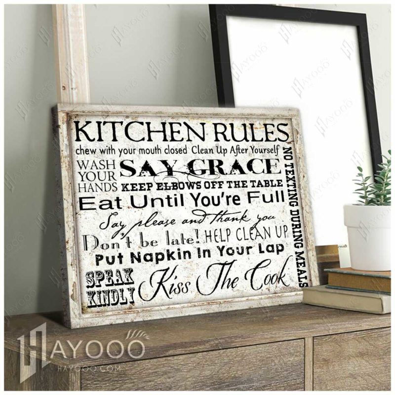 Hayooo Top 10 Beautiful Kitchen Rules Canvases Kiss The Cook Wall Art ...