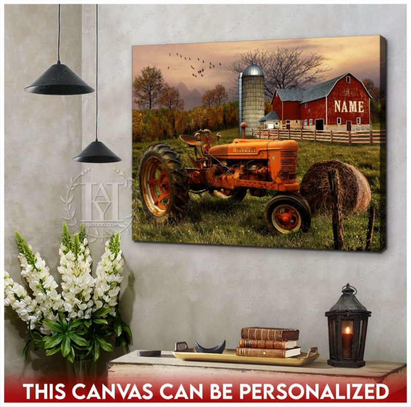 Hayooo Customized Farmhouse Canvas With Tractor And Rustic Barn Wall ...
